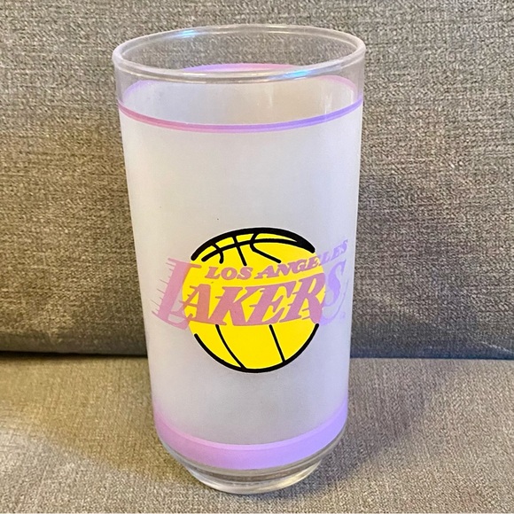 Dining | Vintage Los Angeles Lakers 16 Oz Frosted Drinking Glass Logo Nba Mobil Promotion | Poshmark